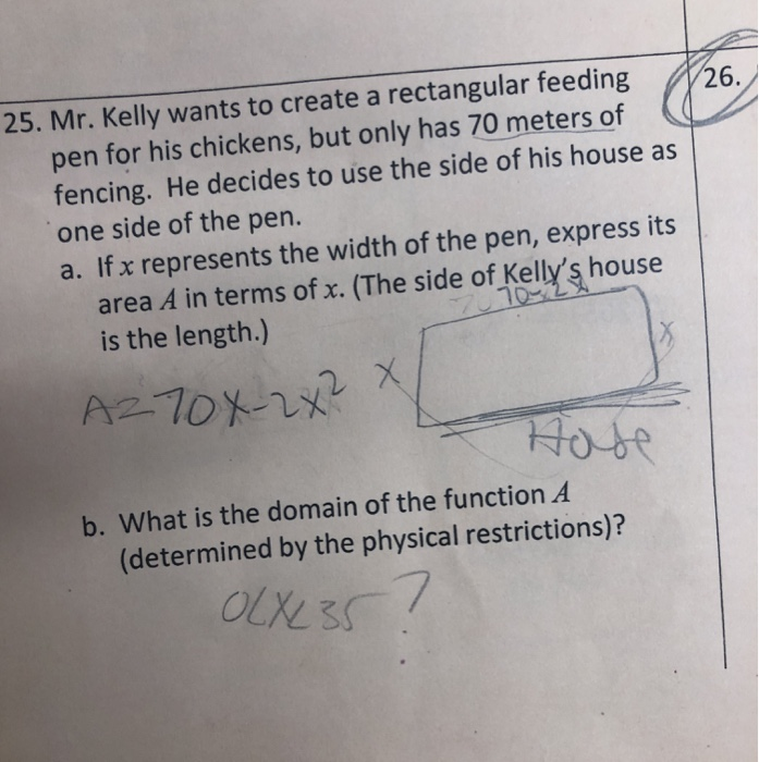 Solved 26 25. Mr. Kelly wants to create a rectangular | Chegg.com