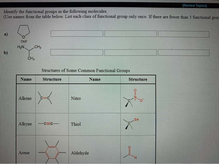Solved [Review Topics dentify the functional groups in the | Chegg.com