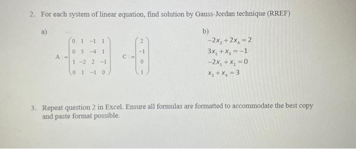 Solved For each system of linear equation, find solution by | Chegg.com