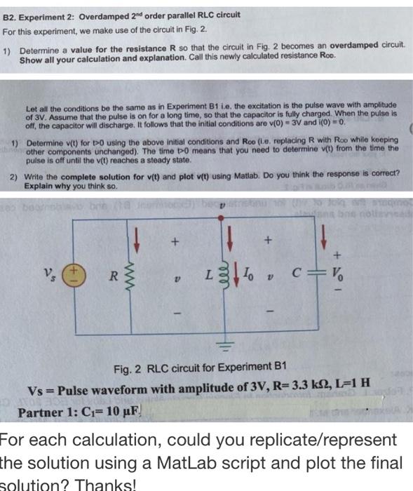 Solved B2. Experiment 2: Overdamped 2nd order parallel RLC | Chegg.com