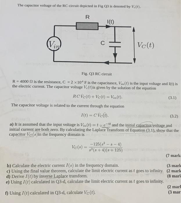 Solved The capacitor voltage of the RC circuit depicted in | Chegg.com