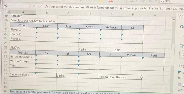 Solved V Calibri В Е А А. General A1 X ft Accessibility tab | Chegg.com
