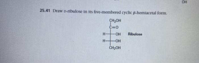 Solved 25.41 Draw D-ribulose in its five-membered cyclic | Chegg.com