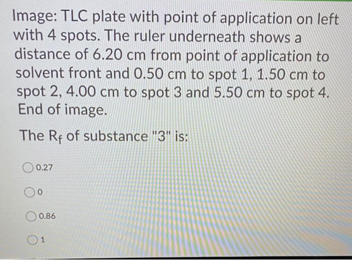 Solved Image: TLC plate with point of application on left | Chegg.com