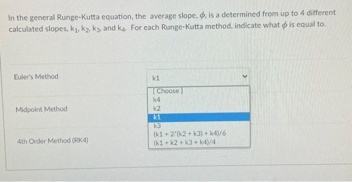 Solved In the general Runge-Kutta equation, the average | Chegg.com