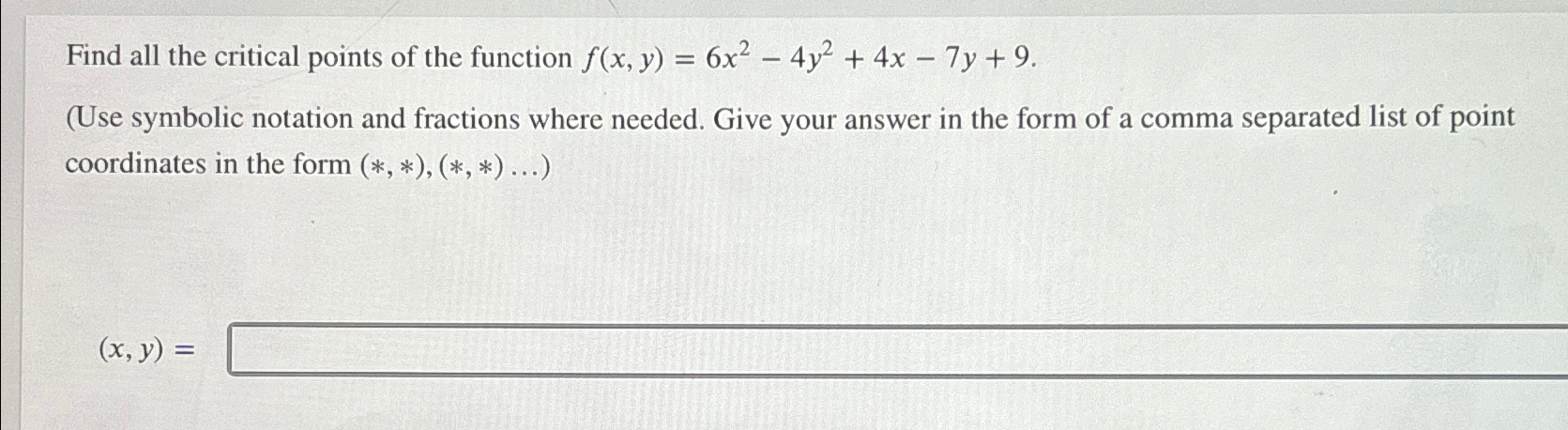 Solved Find all the critical points of the function | Chegg.com