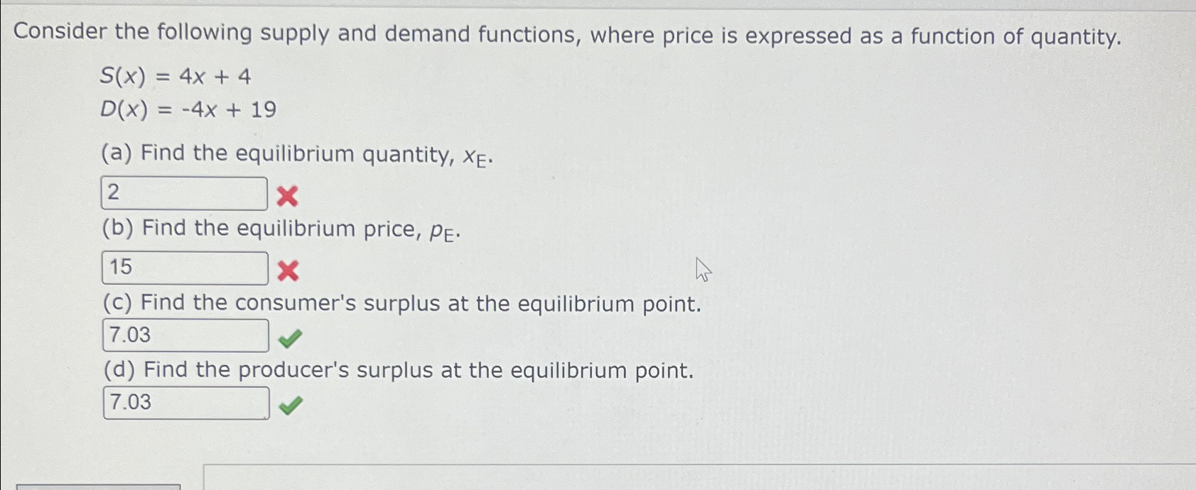 Solved Consider the following supply and demand functions, | Chegg.com