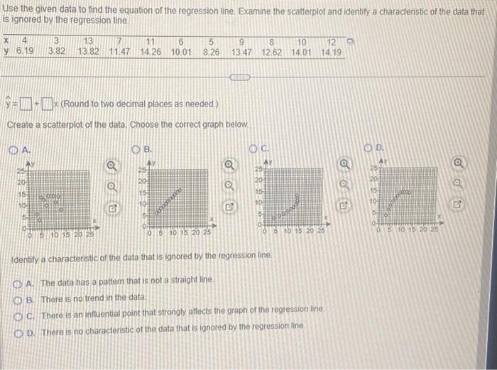 Solved Use the given data to find the equation of the | Chegg.com