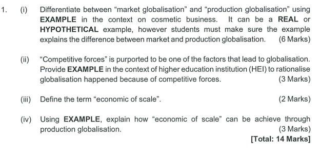 Solved (i) Differentiate between "market globalisation" and | Chegg.com