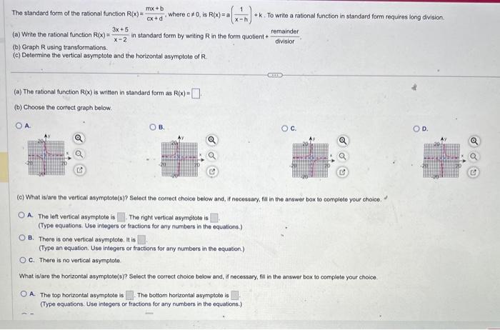 Solved The standard form of the rational function | Chegg.com