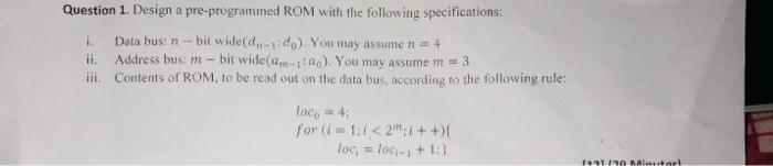 Solved Question 1. Design a pre-programmed ROM with the | Chegg.com