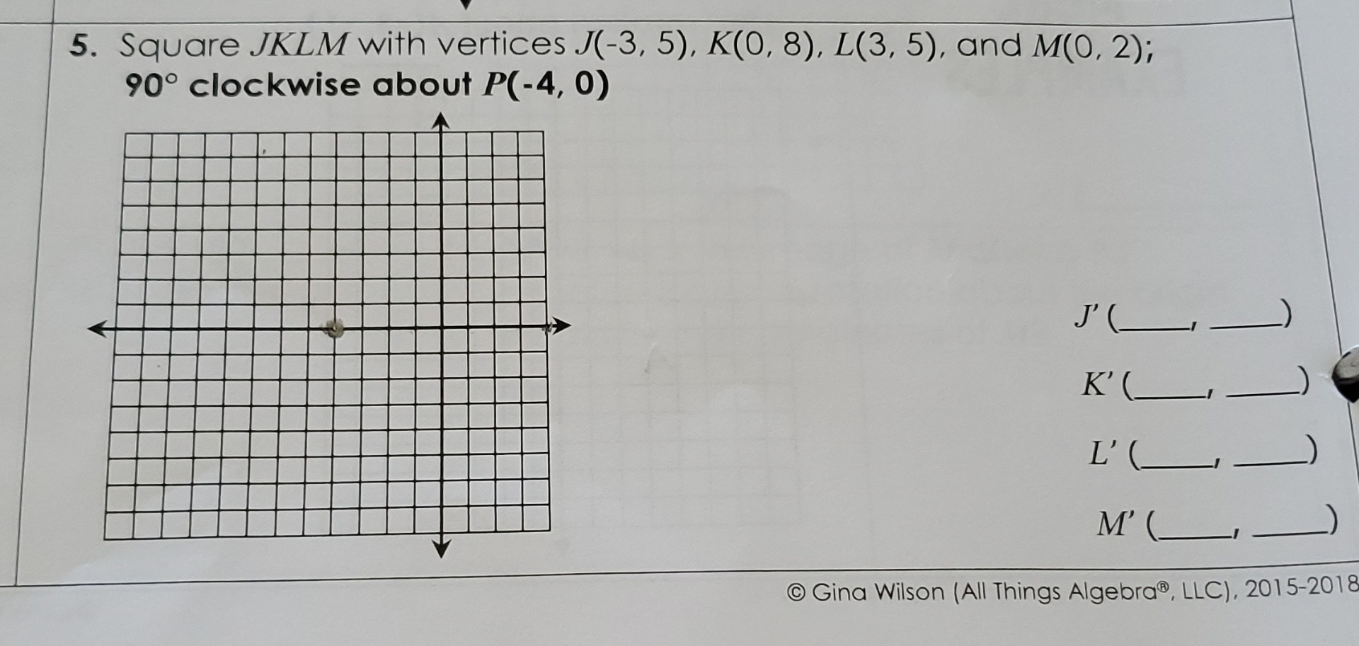 Solved Square JKLM ﻿with vertices J(-3,5),K(0,8),L(3,5), | Chegg.com