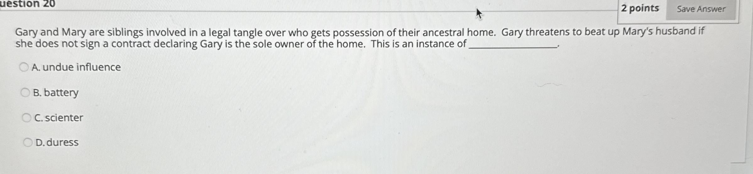 Solved Gary and Mary are siblings involved in a legal tangle | Chegg.com