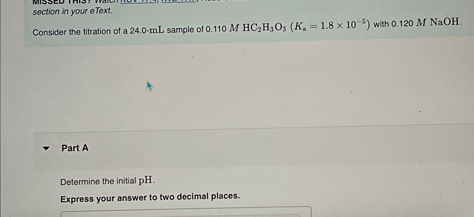 section in your eText.Consider the titration of a | Chegg.com