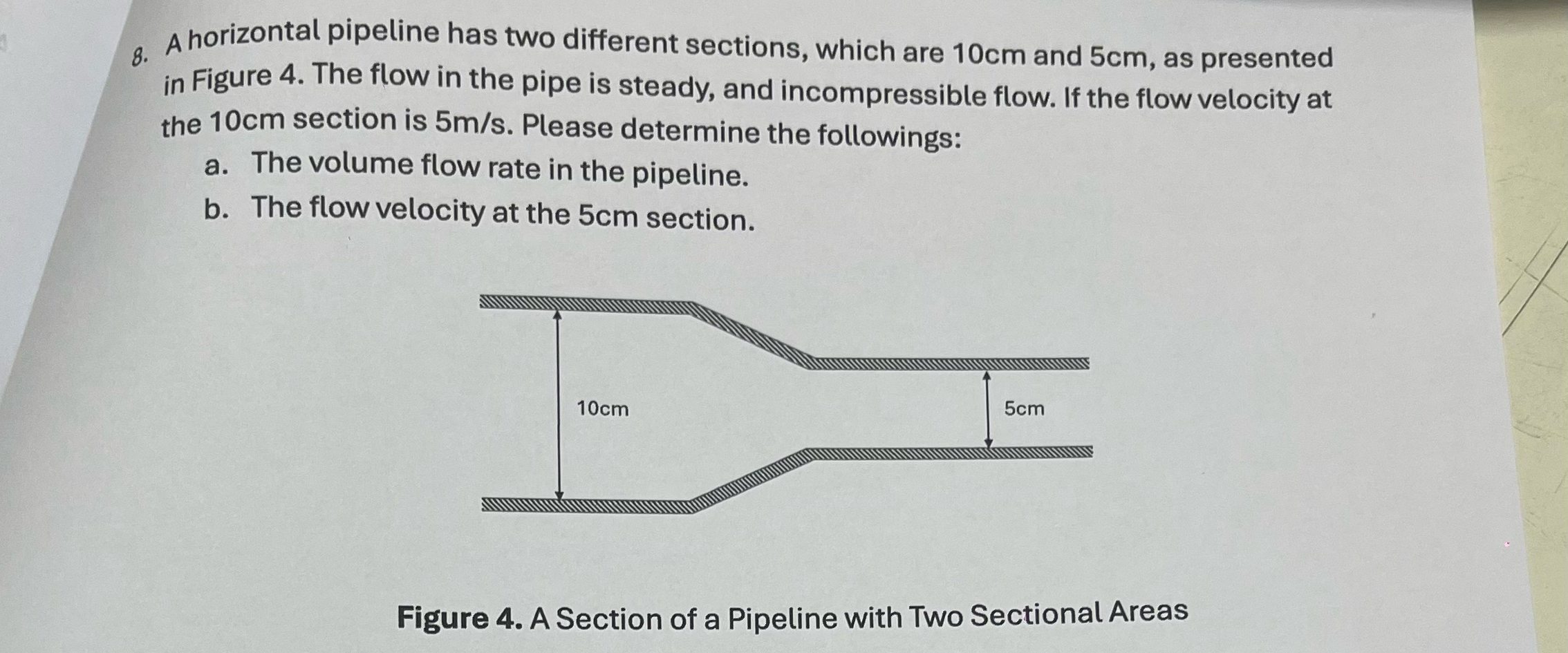 Solved A horizontal pipeline has two different sections, | Chegg.com