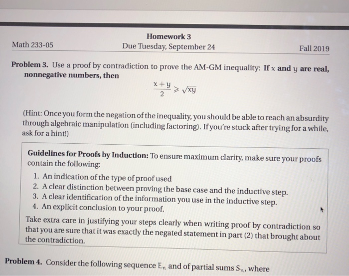 Solved Math 233-05 Homework 3 Due Tuesday, September 24 Fall | Chegg.com