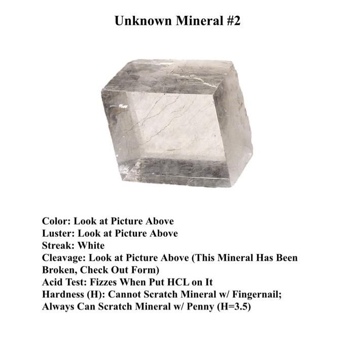 Unknown Mineral #7 Color: Look at Picture Above | Chegg.com