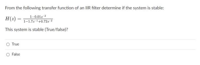 Solved From the following transfer function of an IIR filter | Chegg.com