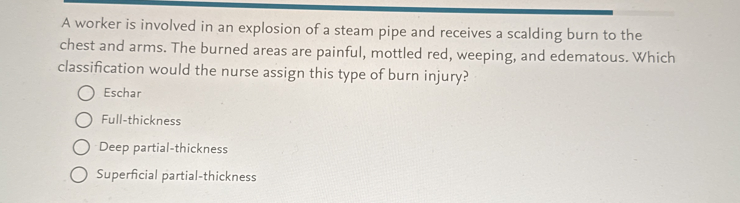 Solved A worker is involved in an explosion of a steam pipe | Chegg.com