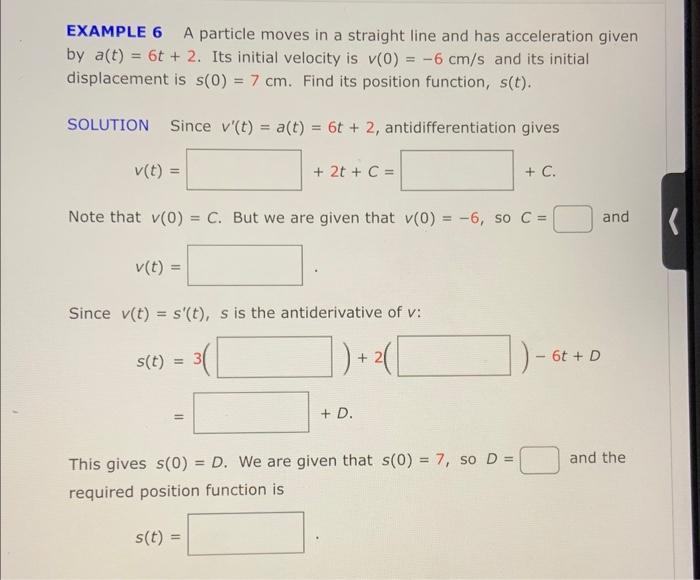 Solved EXAMPLE 6 A particle moves in a straight line and has | Chegg.com