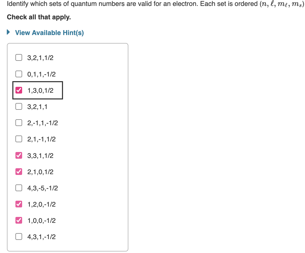 Solved Identify which sets of quantum numbers are valid for | Chegg.com