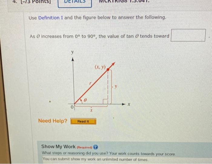 Solved In the following diagram, angle θ is in standard | Chegg.com