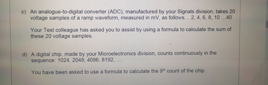 c) An analogue-to-digital converter (ADC), | Chegg.com