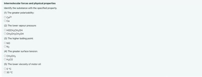 Solved Intermolecular forces and physical properties | Chegg.com