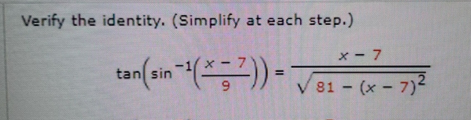 Solved Verify the identity. (Simplify at each | Chegg.com