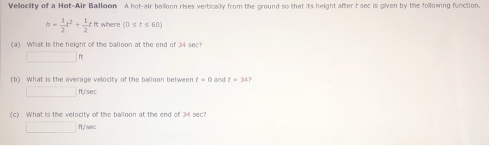 Solved Velocity of a Hot Air Balloon A hot-air balloon rises | Chegg.com