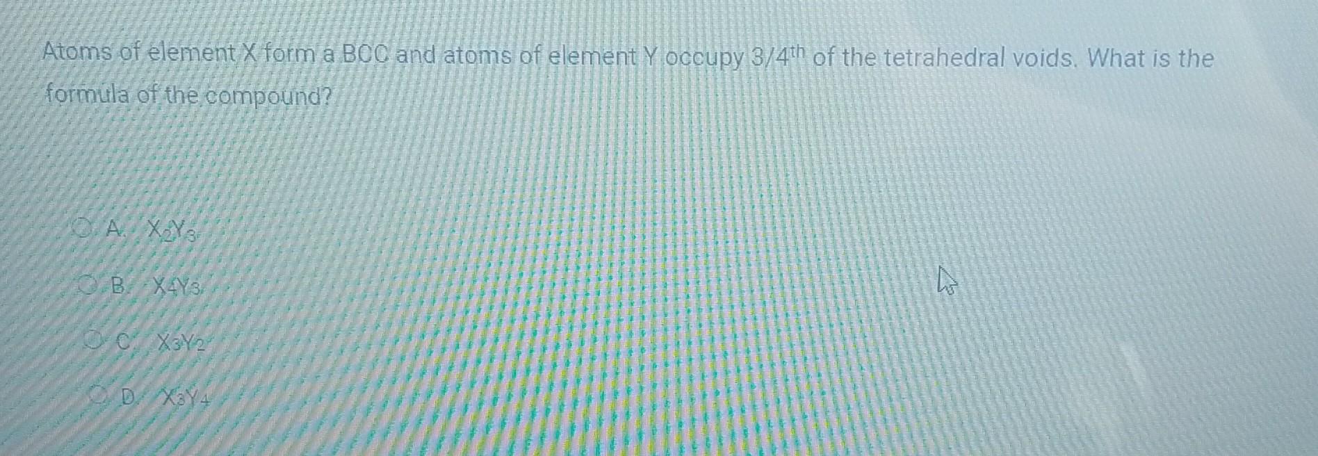 Solved Atoms of element X form a BCO and atoms of element Y | Chegg.com
