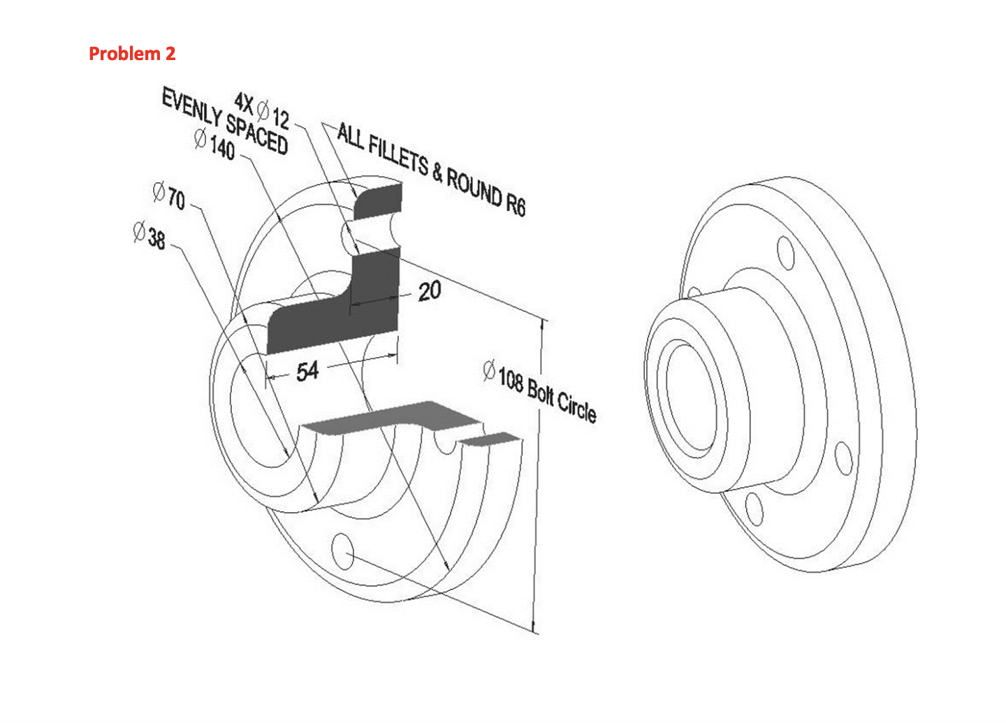 Solved Problem 2 ﻿Creo Parametric 5.0 ﻿revolve exercise. | Chegg.com