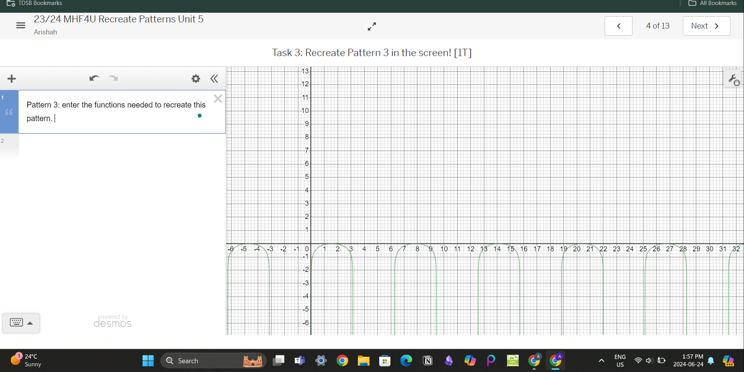 Solved Can you create a function to recreate this pattern | Chegg.com
