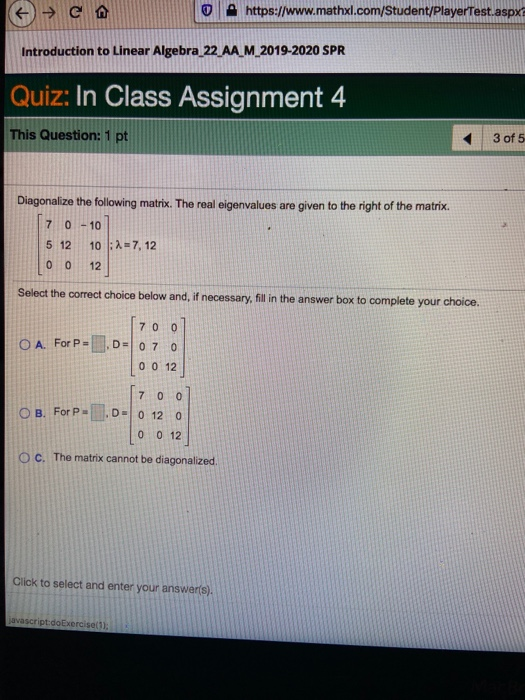 Solved Quiz: In Class Assignment 4 This Question: 1 pt 2 of | Chegg.com