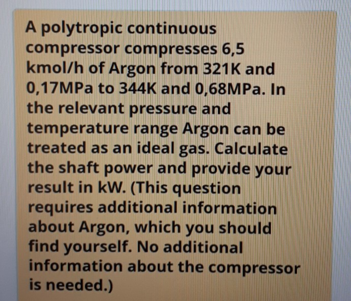 Solved A polytropic continuous compressor compresses 6,5 | Chegg.com