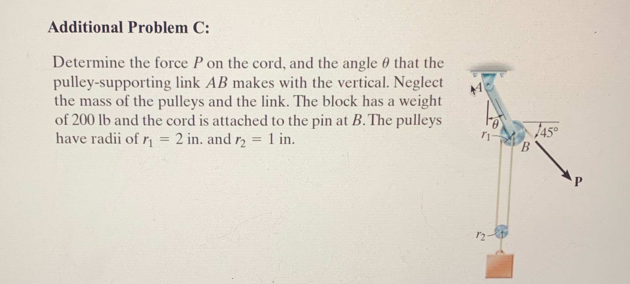 Solved Additional Problem C:Determine the force P ﻿on the | Chegg.com