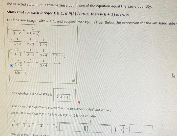 Solved The selected statement is true because both sides of | Chegg.com