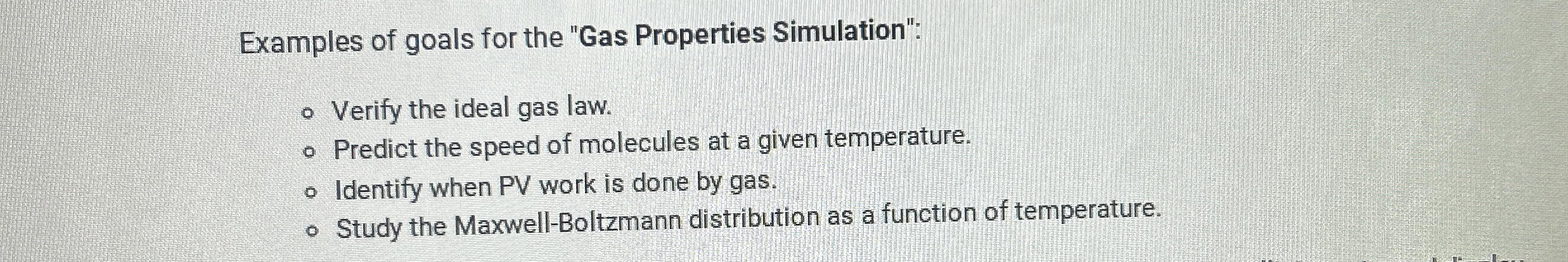 Solved Examples of goals for the "Gas Properties | Chegg.com