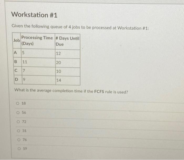 Solved Workstation #1 Given the following queue of 4 jobs to | Chegg.com