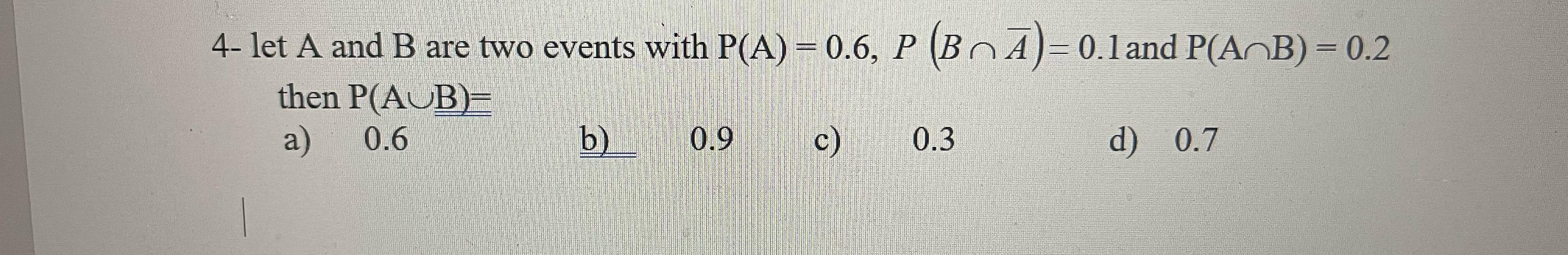 Solved 4- ﻿let A and B ﻿are two events with | Chegg.com