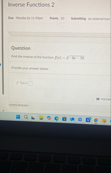 Solved Inverse Functions 2Due Monday by 11:59pmPoints | Chegg.com