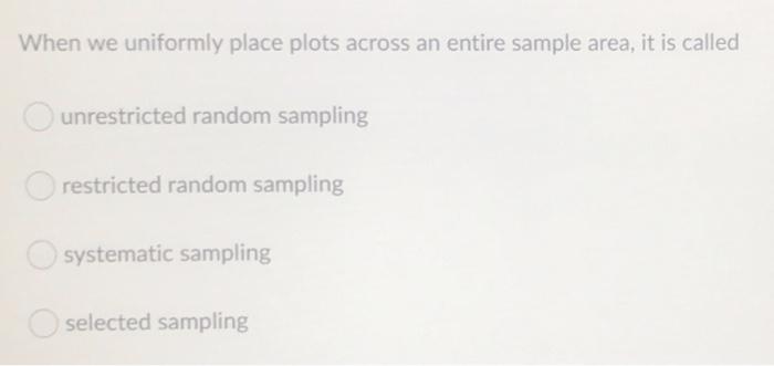 Solved When we uniformly place plots across an entire sample | Chegg.com