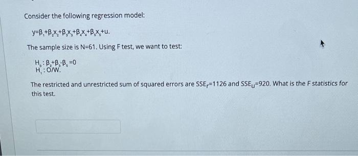 Solved Consider the following regression model: | Chegg.com