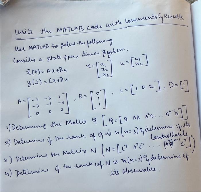 Solved Urite the MATLAB code with USe MATLAB to solne the | Chegg.com