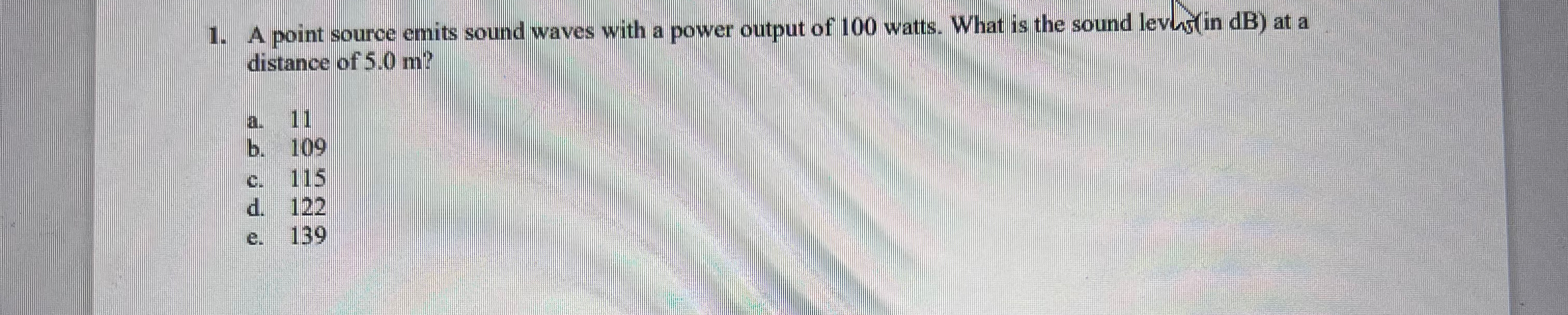 Solved A point source emits sound waves with a power output | Chegg.com