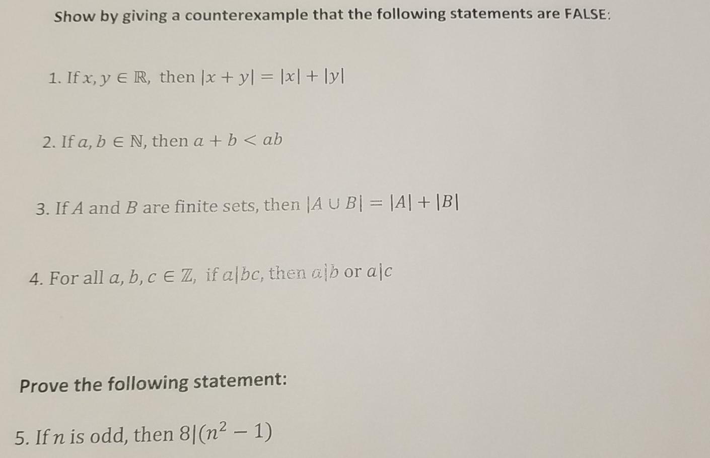 Solved Show by giving a counterexample that the following | Chegg.com