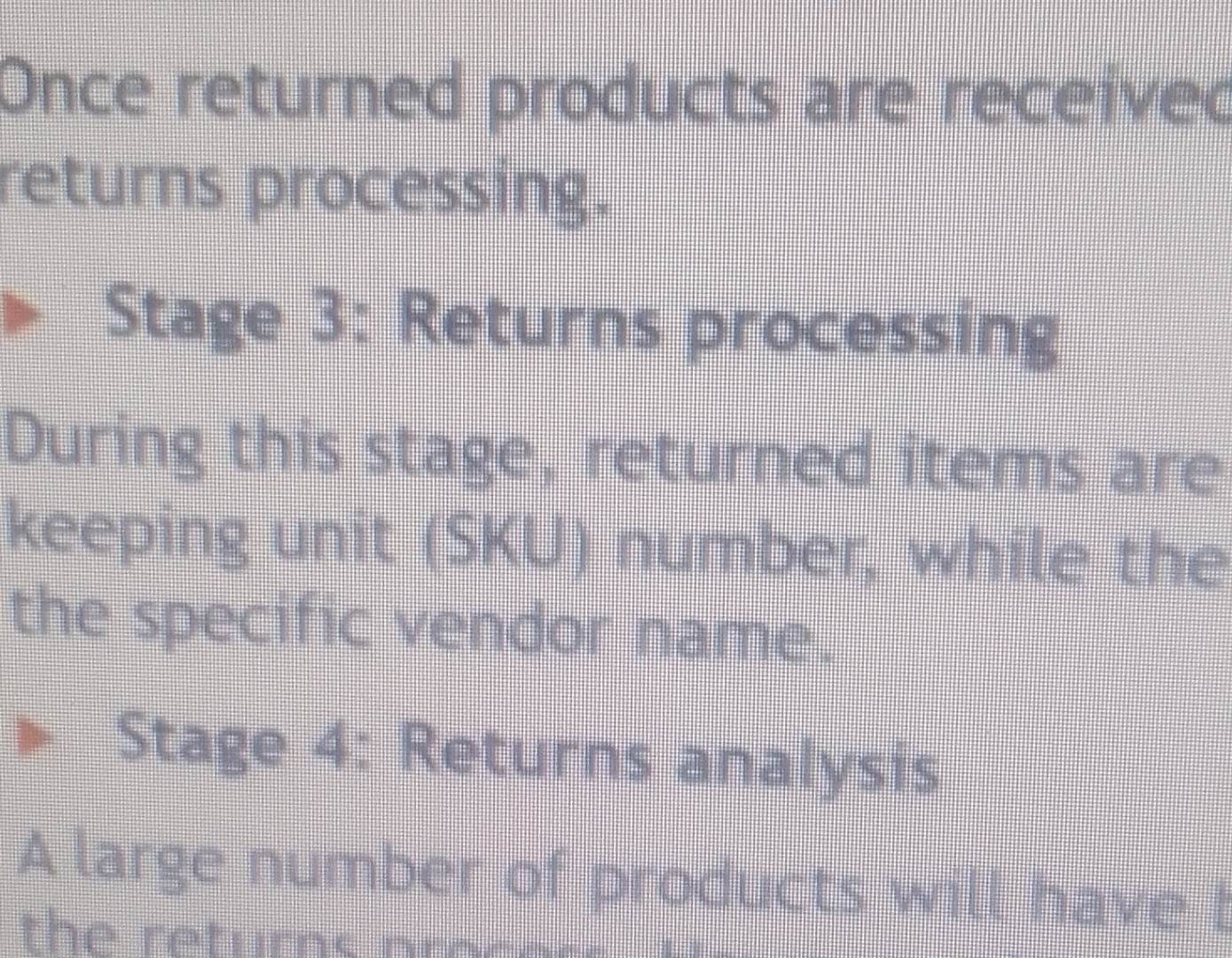 Solved Once returned products are receive returns | Chegg.com