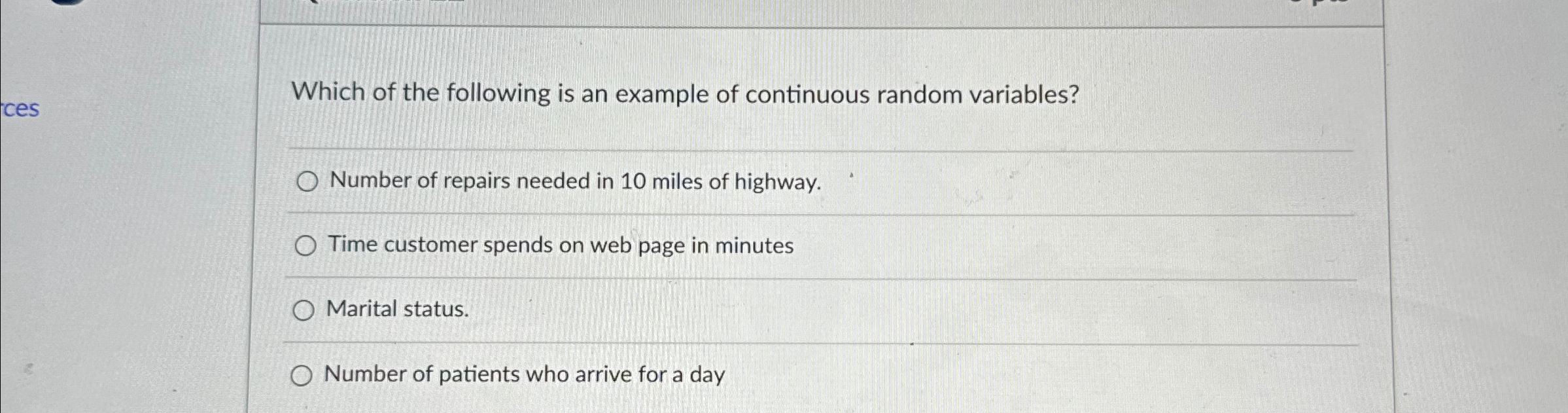 Solved Which of the following is an example of continuous | Chegg.com