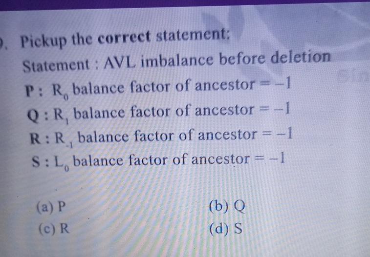 Solved Pickup the correct statement:Statement: AVL imbalance | Chegg.com