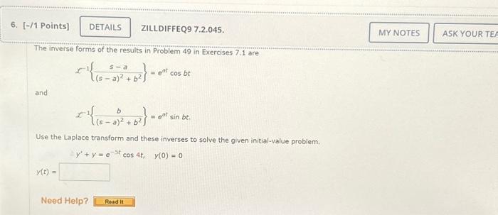 Solved The inverse forms of the results in Problem 49 in | Chegg.com